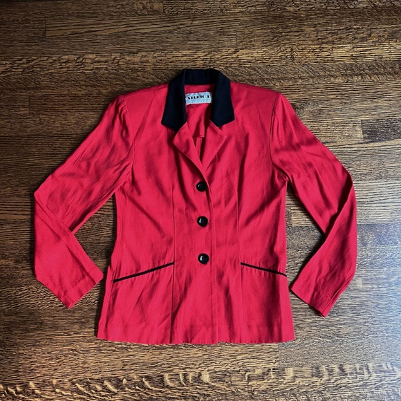 Vintage | Jackets & Coats | Cherry Red Blazer Vintage Fitted Jacket ...